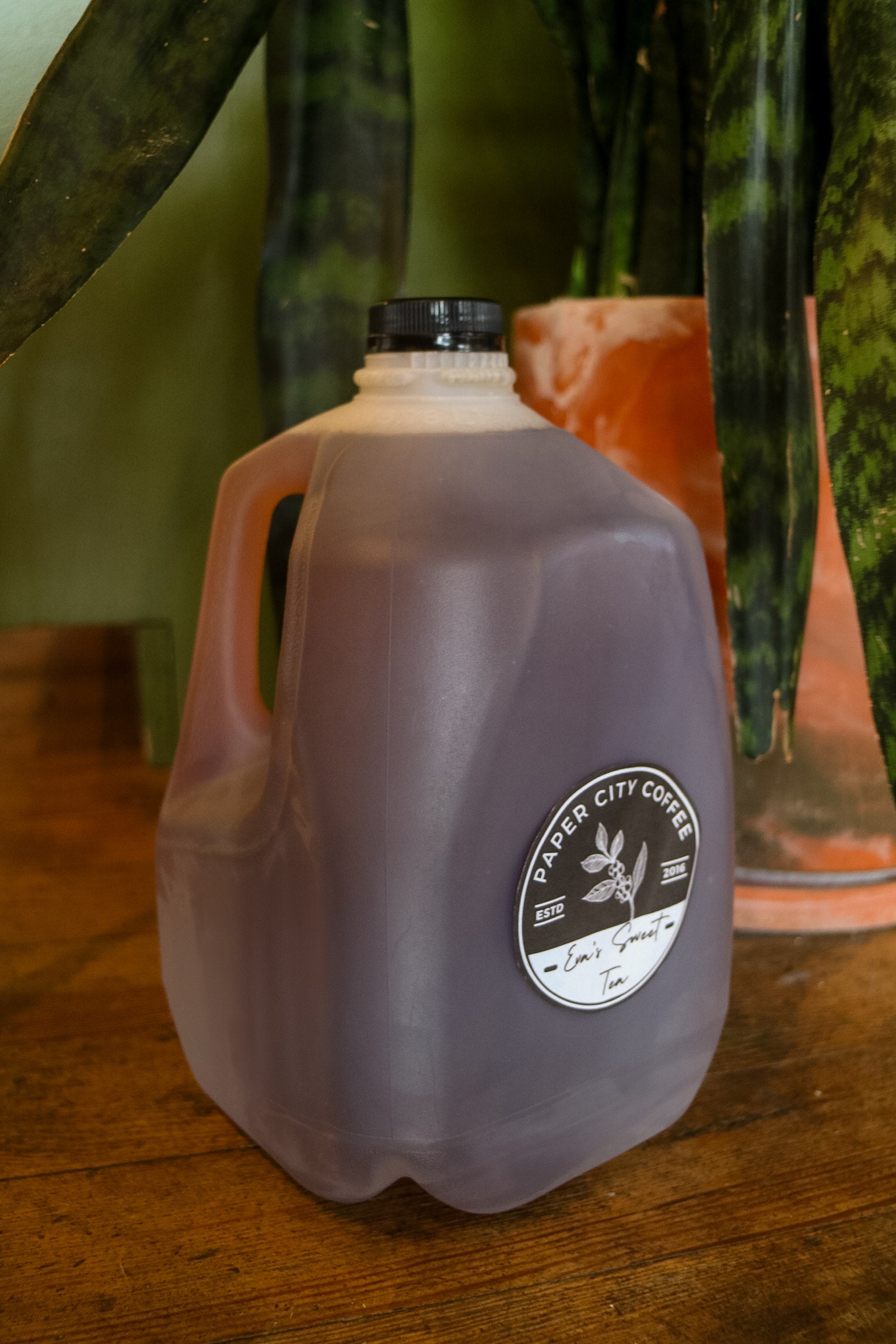 Gallons of Eva’s Sweet Tea | Paper City Coffee